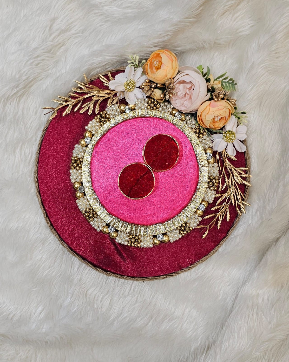 Engagement Ring Platter Flat Base Floral Design 2 — satyamkraft