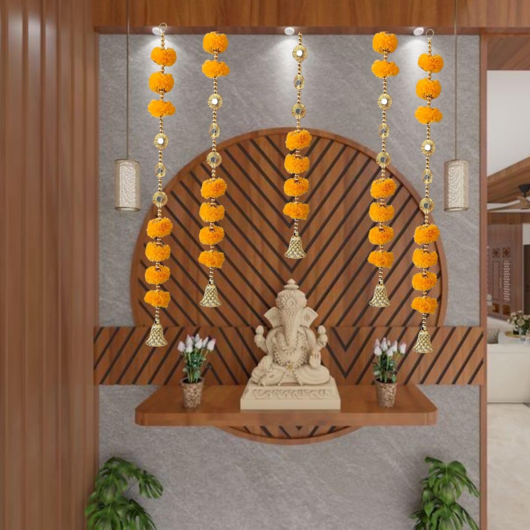 5 Pcs Artificial Galgota/Marigold Garland Line for Decoration | Handma ...