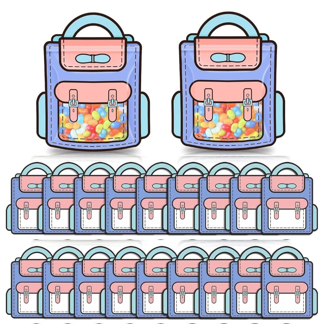 20 Pcs Small Backpack style Ziplock Goodie Pouches With Handle For Gif ...