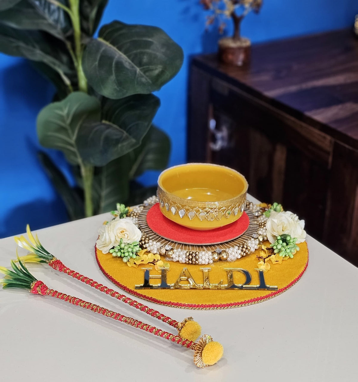 1 pcs Handcrafted Haldi Platter Holder Tray -Ideal for Haldi Ceremony ...