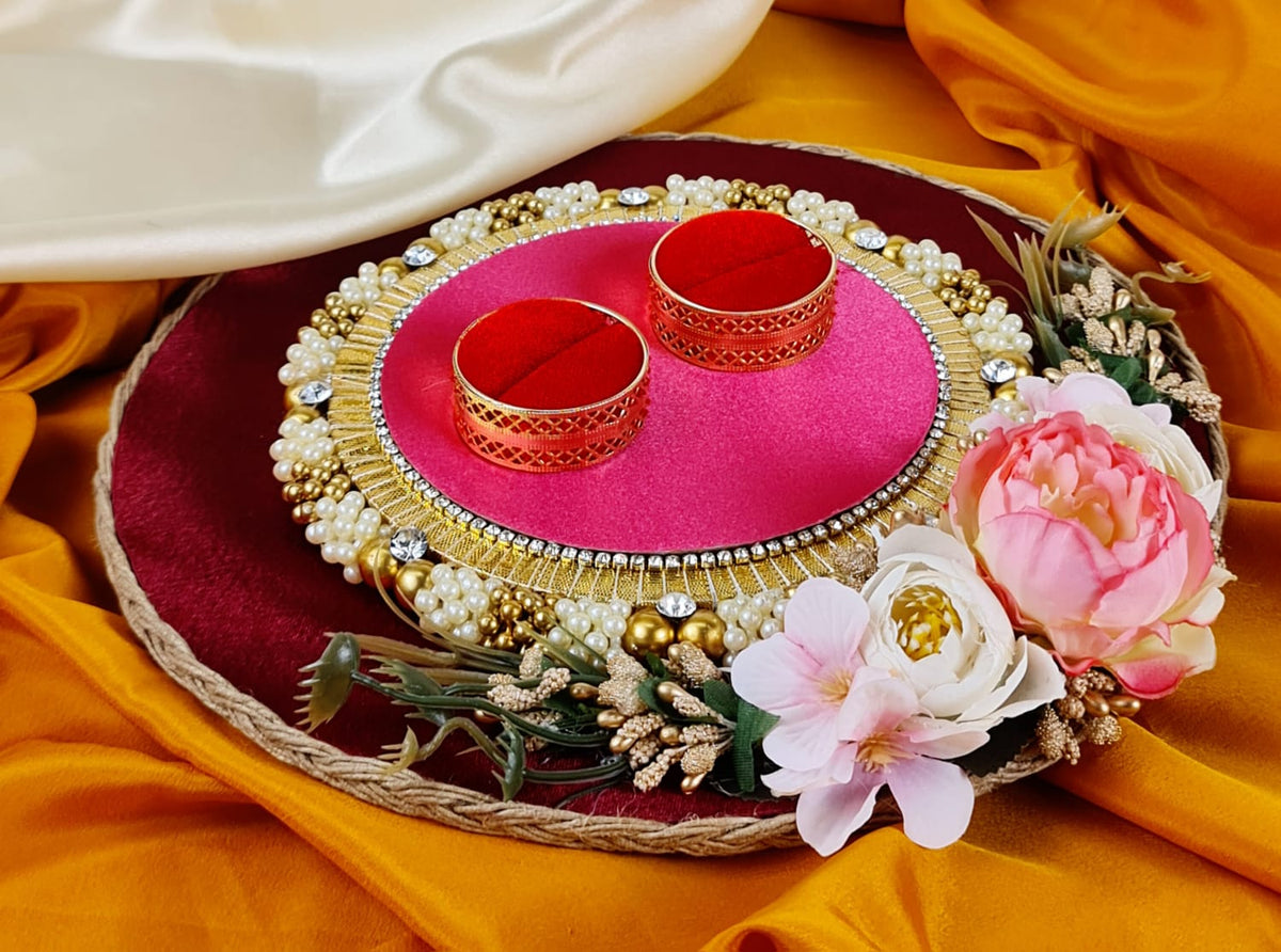 1 pcs Handcrafted Round Platter Holder Tray Engagment Ring Platter Fla ...