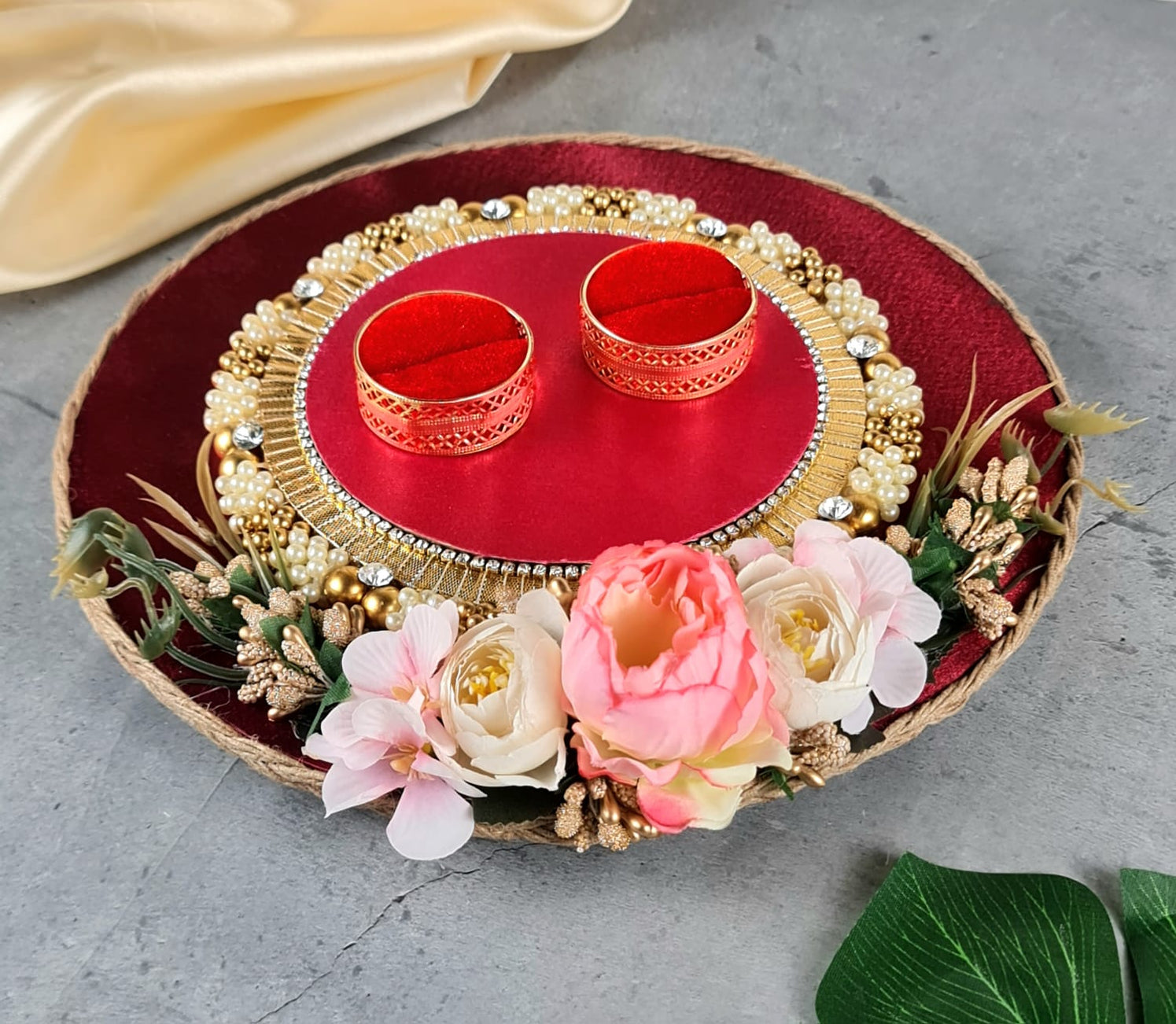 1 pcs Handcrafted Round Platter Holder Tray Engagment Ring Platter Fla ...
