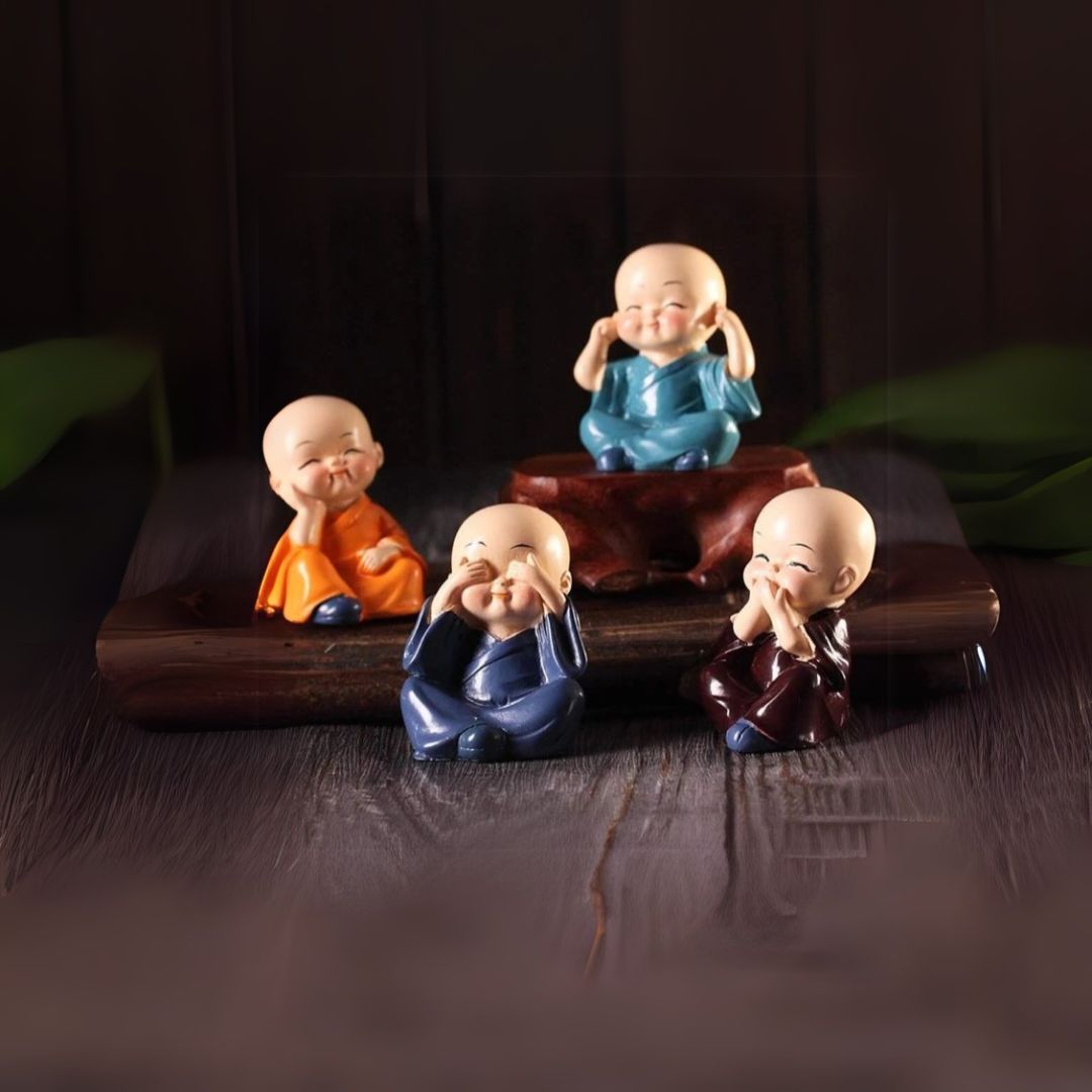 Monk Buddha Miniature Showpiece Set Monks Figurine Statue, Cute Little ...