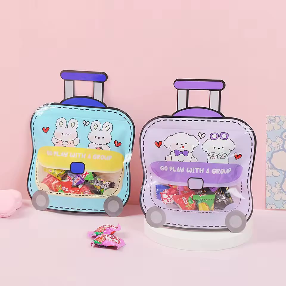 small Trolly-Bag Design Ziplock Pouches With Handle For Gifting, Retur ...