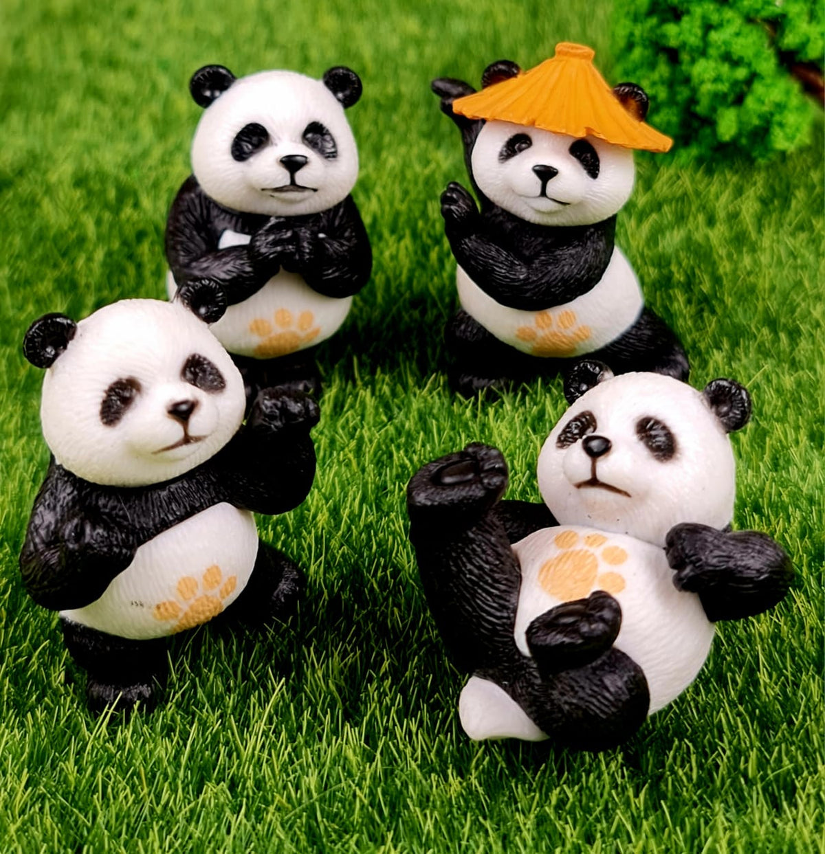 4 Pieces of Panda Miniature Set for Unique Gift, Home,Bedroom, Living ...