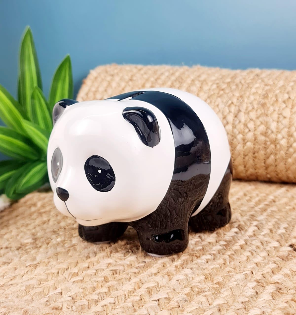 1 Piece Ceramic Panda Design Gullak Piggy Bank for Rupees Savings - Co ...