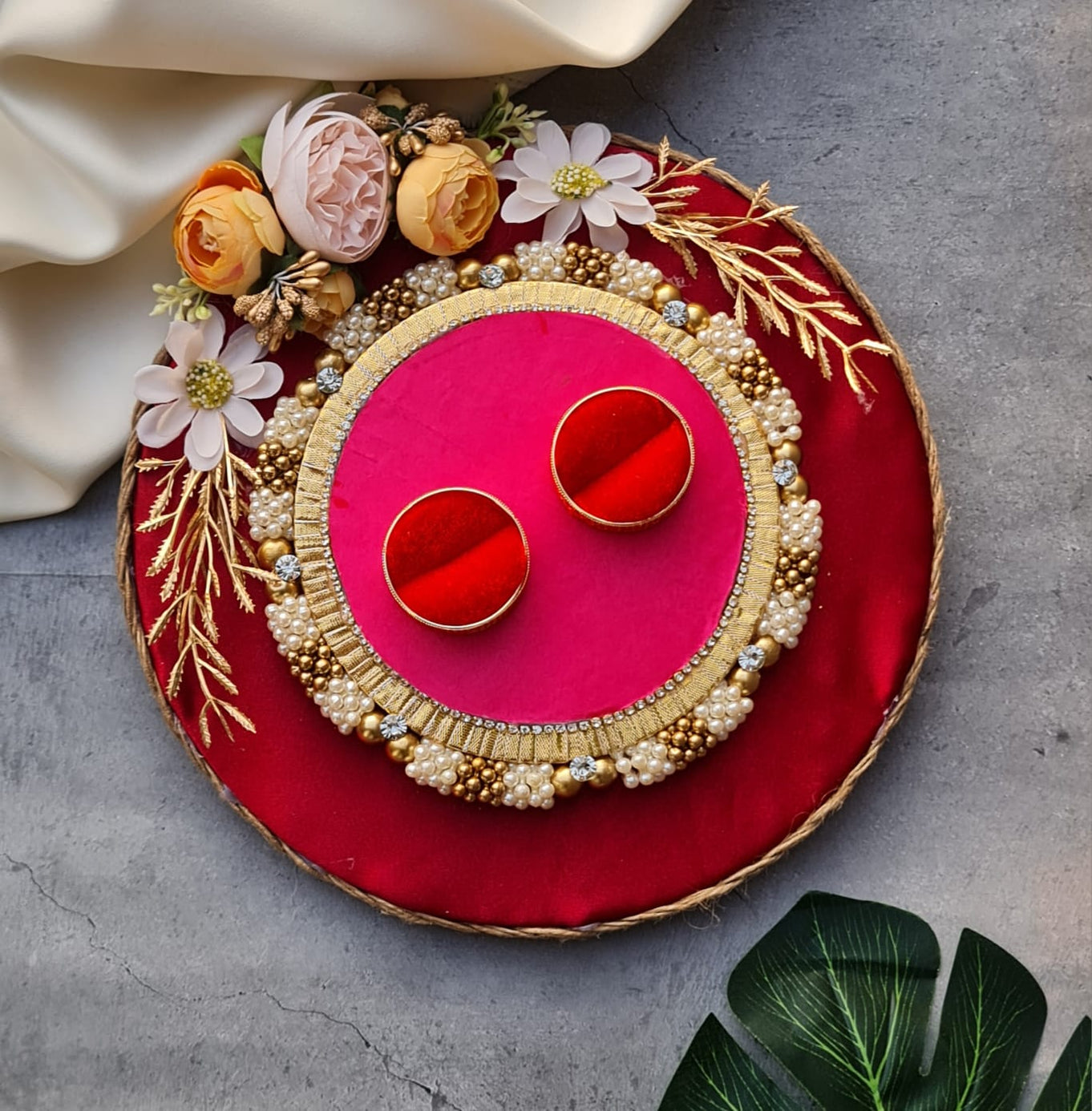 1 pcs Handcrafted Round Platter Holder Tray Engagment Ring Platter Fla ...