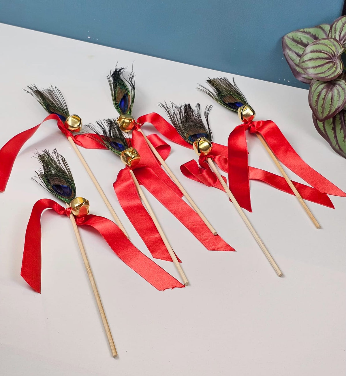 Handcrafted Wedding Ghungroo Bell Stick With Morpankh for Home Mandir ...