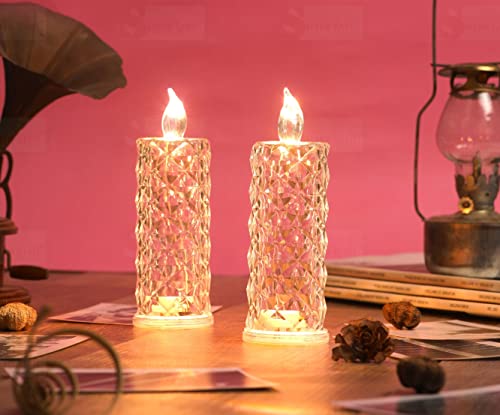 2 Pcs Flameless and Smokeless Decorative Candles Acrylic Led Tea Light ...